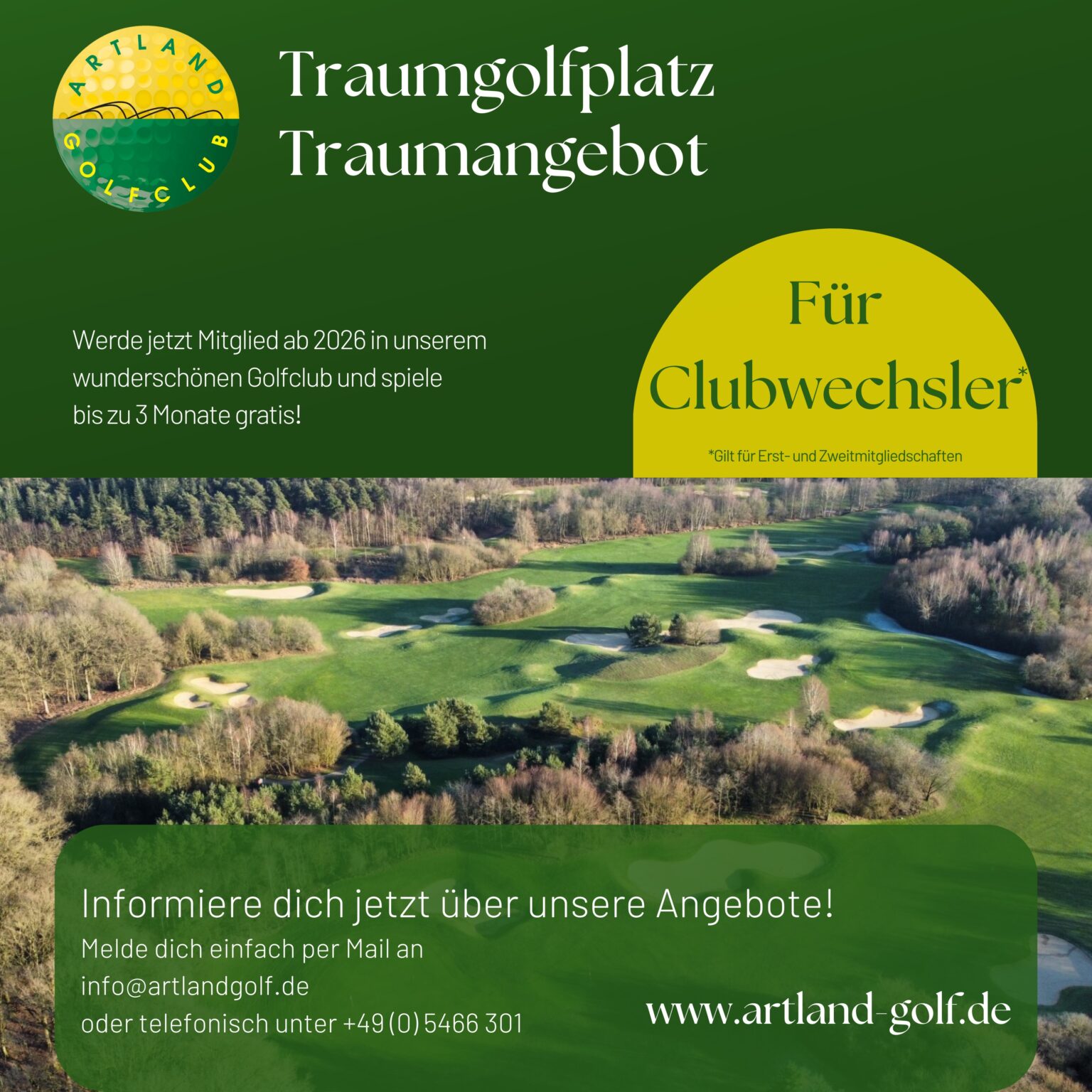 JETZT NOCH SCHNELL ZUM ARTLAND GOLFCLUB E.V. WECHSELN - Artland Golfclub
